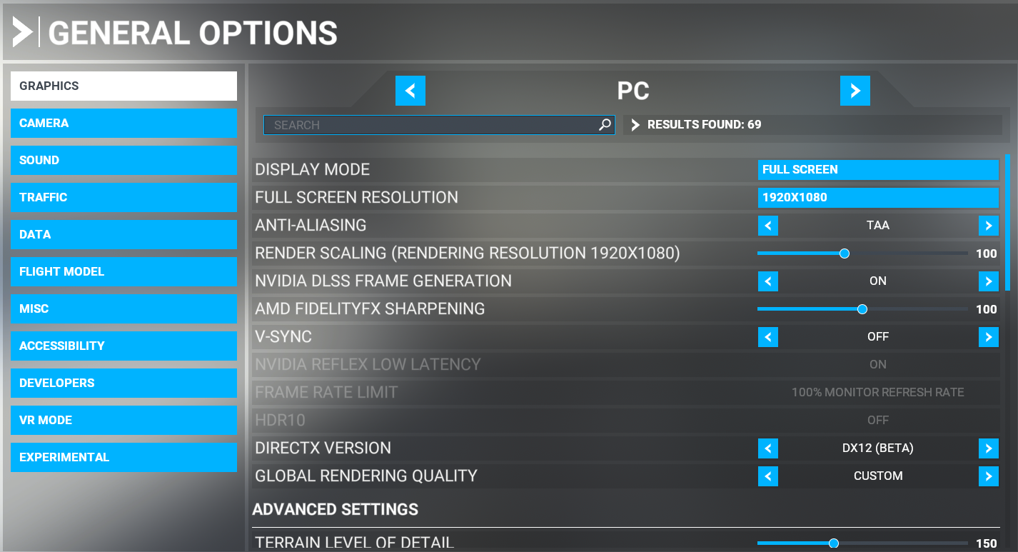 MSFS Settings - Position and Hold